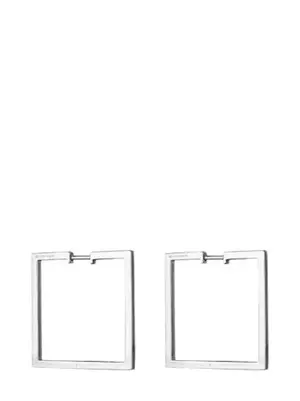 CADAR 18kt White Gold Square Hoop Earrings - Silver