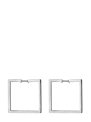 CADAR 18kt White Gold Square Hoop Earrings - Silver