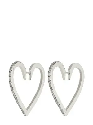 CADAR 18kt White Gold Heart Diamond Earrings - Silver