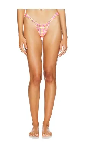 KULANI KINIS Ruched Thong Bikini Bottom - Peaches