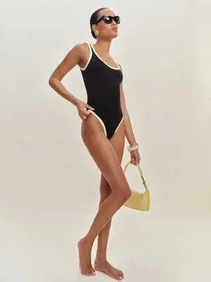 REFORMATION Joy One Piece Swimsuit Black