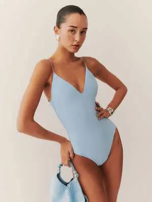 REFORMATION Rio One-Piece Swimsuit Blue