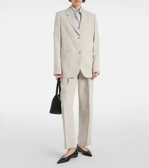 TOTEME Pleated Tailored Straight Pants - Neutrals