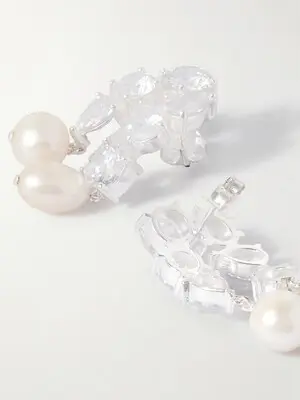 Completedworks Cascading Recycled Cubic Zirconia And Pearl Earrings - Silver