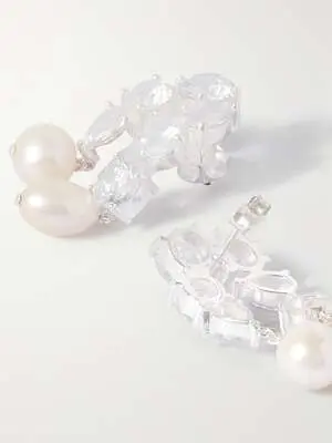 Completedworks Cascading Recycled Cubic Zirconia And Pearl Earrings - Silver