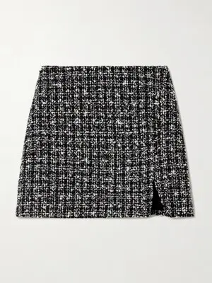 SELF-PORTRAIT Metallic Bouclé-tweed Mini Skirt