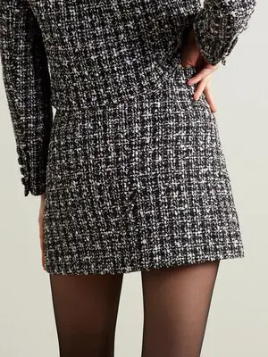 SELF-PORTRAIT Metallic Bouclé-tweed Mini Skirt
