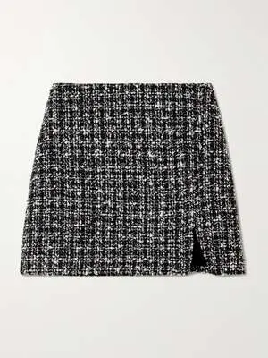 SELF-PORTRAIT Metallic Bouclé-tweed Mini Skirt