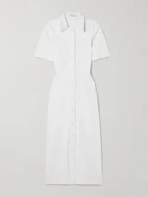 Another Tomorrow Net Sustain Organic Cotton-chambray Midi Dress