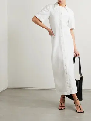 Another Tomorrow Net Sustain Organic Cotton-chambray Midi Dress