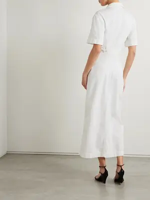 Another Tomorrow Net Sustain Organic Cotton-chambray Midi Dress