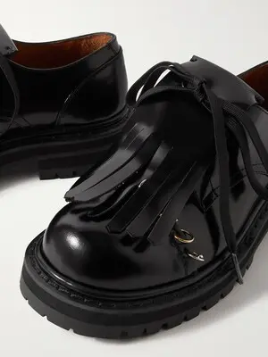 Marni Dada Embellished Fringed Glossed-leather Derby Shoes