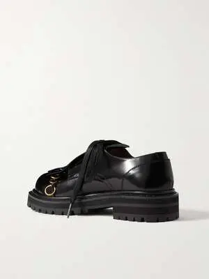 Marni Dada Embellished Fringed Glossed-leather Derby Shoes