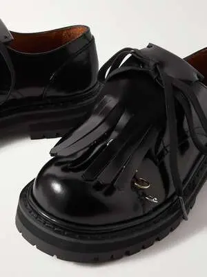 Marni Dada Embellished Fringed Glossed-leather Derby Shoes