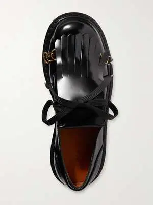 Marni Dada Embellished Fringed Glossed-leather Derby Shoes