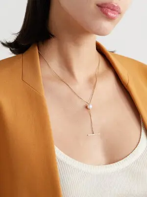 Mizuki 14-karat Pearl Lariat Necklace