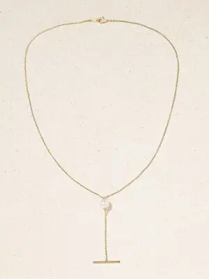 Mizuki 14-karat Pearl Lariat Necklace