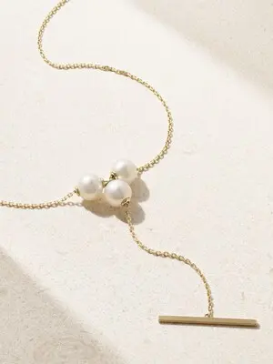 Mizuki 14-karat Pearl Slider Necklace - Gold