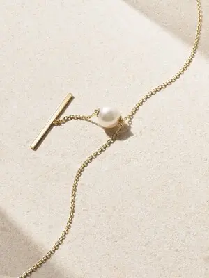 Mizuki 14-karat Pearl Slider Necklace