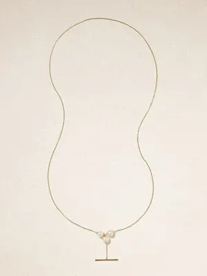 Mizuki 14-karat Pearl Slider Necklace