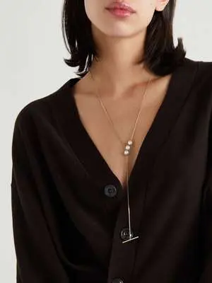 Mizuki 14-karat Pearl Slider Necklace