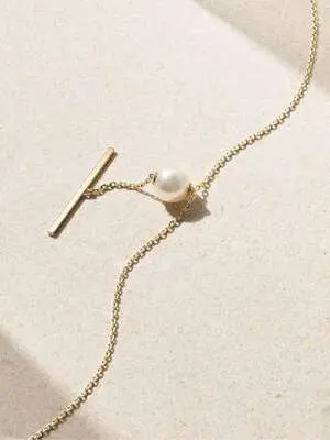 Mizuki 14-karat Pearl Slider Necklace