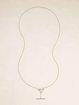 Mizuki 14-karat Pearl Slider Necklace