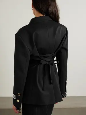 PATOU Belted Stretch-wool Twill Blazer