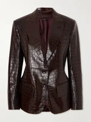 TOM FORD Croc-effect Leather Blazer