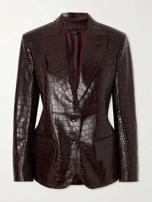 TOM FORD Croc-effect Leather Blazer