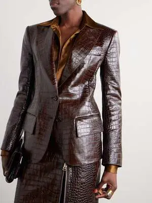 TOM FORD Croc-effect Leather Blazer