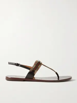 Gucci Kika Logo-embellished Webbing Sandals - Neutrals