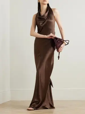 Loewe Draped Silk-satin Halterneck Gown