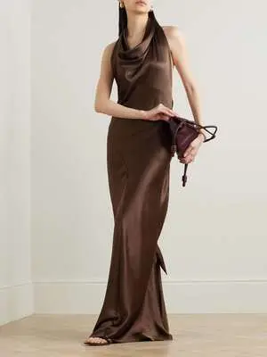 Loewe Draped Silk-satin Halterneck Gown
