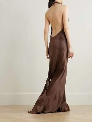 Loewe Draped Silk-satin Halterneck Gown