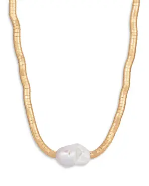 Ettika Freshwater Baroque Pearl Collar Necklace - White/gold