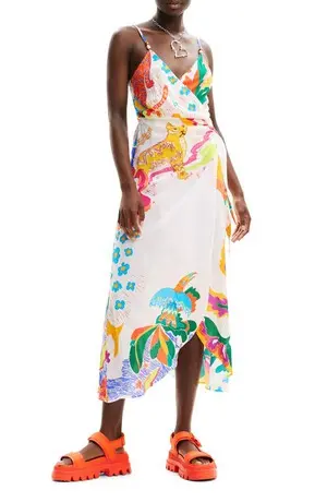 Desigual Jungle Design Wrap Midi Dress