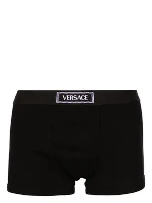 Versace 90s Logo Ribbed Briefs - Black