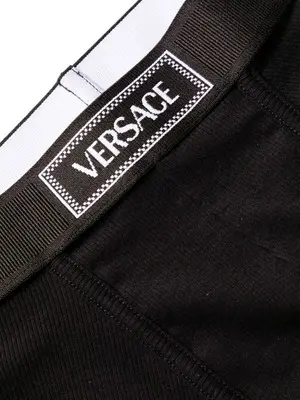 Versace Cotton Ribbed Trunks - Black