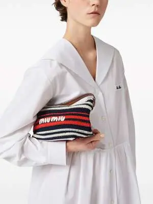 Miu Miu Striped Crochet-knit Mini Bag