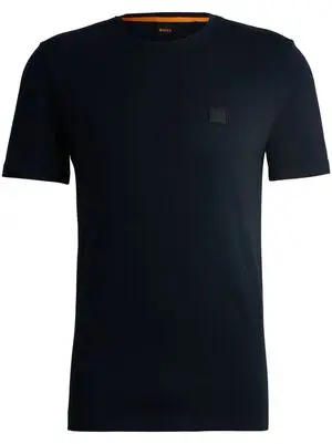 BOSS Logo-appliqué Cotton T-shirt - Blue