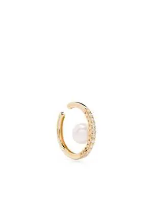 Mizuki 18kt Yellow Akoya Pearl And Diamond Earcuff - Gold