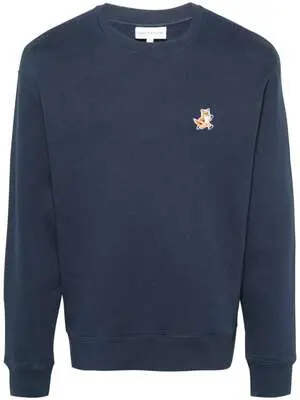 Maison Kitsuné Fox-motif Cotton Sweatshirt - Blue