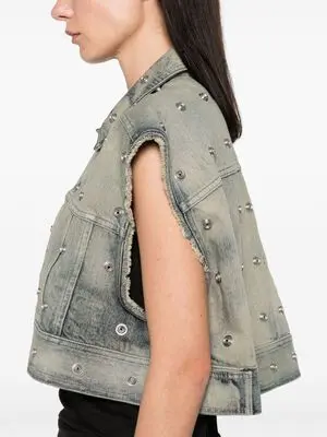 Rick Owens Jumbo Worker Denim Waistcoat - Blue