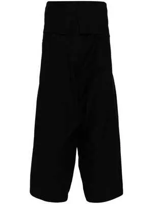 Yohji Yamamoto Drop-crotch Cropped Trousers - Black