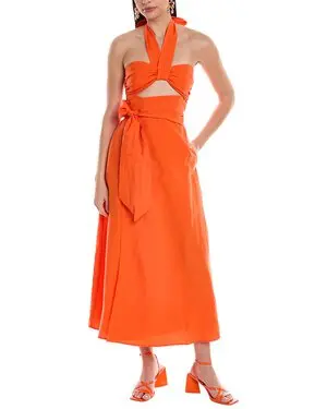Mara Hoffman Paula Linenblend Midi Dress - Orange