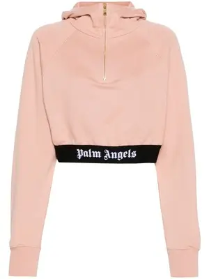 Palm Angels Logo-underband Cropped Sweatshirt - Pink