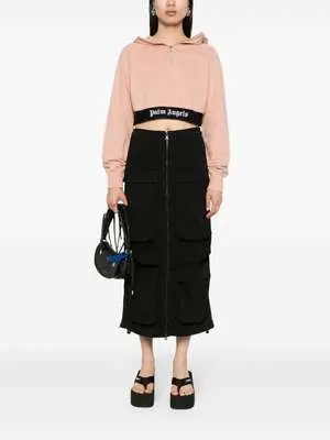 Palm Angels Logo-underband Cropped Sweatshirt - Pink