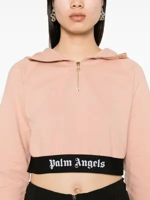 Palm Angels Logo-underband Cropped Sweatshirt - Pink