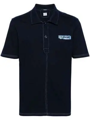 C.P. COMPANY Logo-embroidered Cotton Polo Shirt - Blue